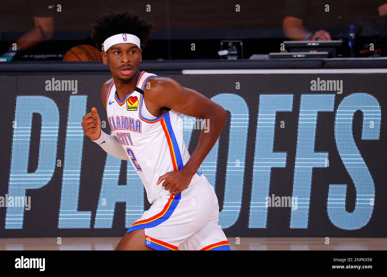 Oklahoma City Thunder's Shai Gilgeous-Alexander reacts to a three-point ...