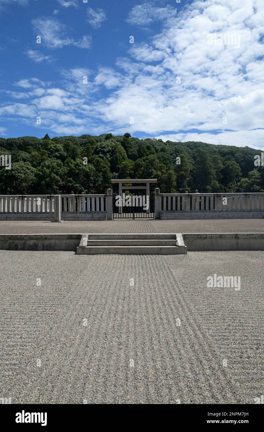 A photo shows Kondagobyoyama Kofun (Nintoku Tenno Ryo) that is thought ...