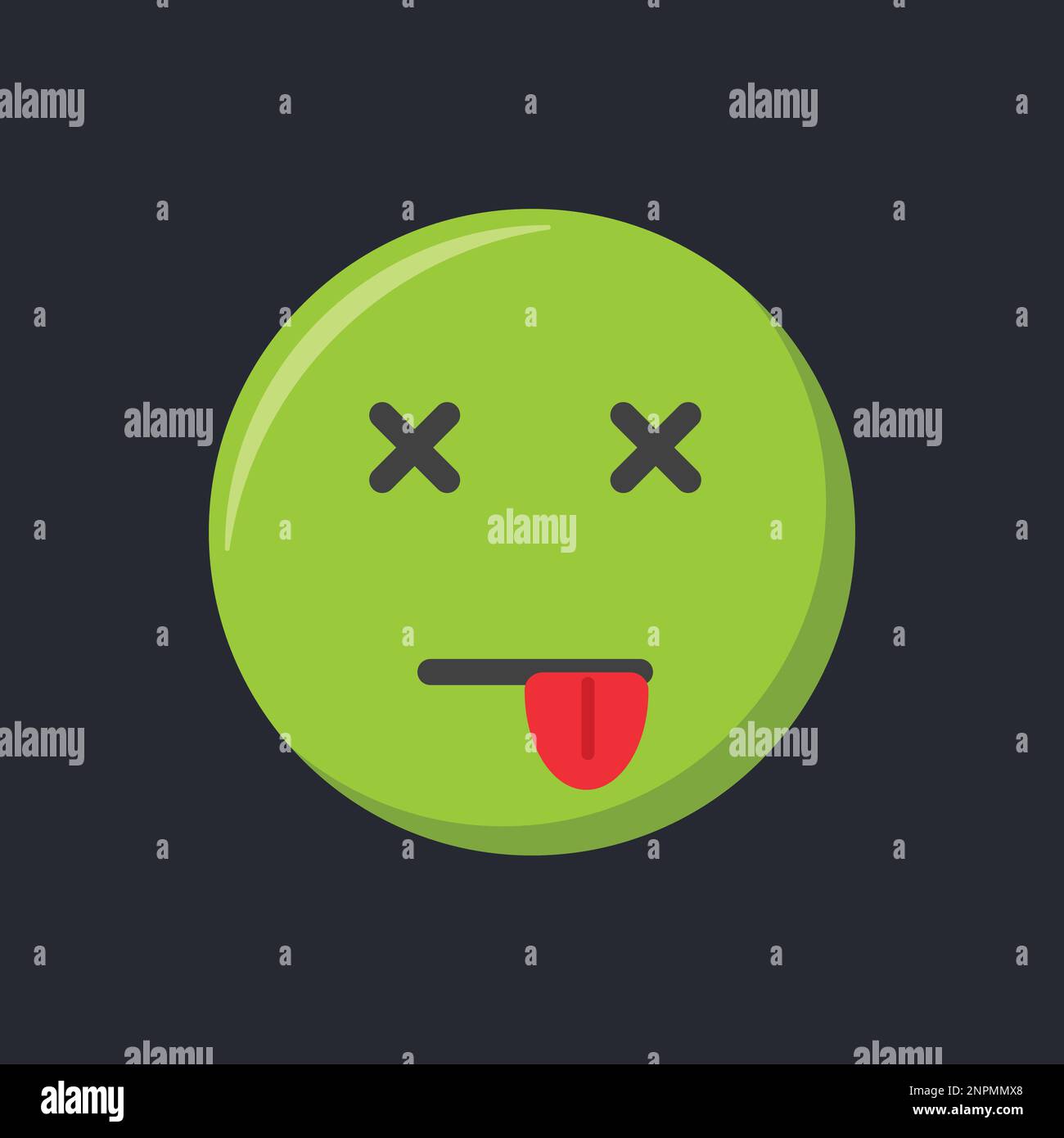 Icône emoji. Visage malade, émoticône malade, illustration vectorielle ...