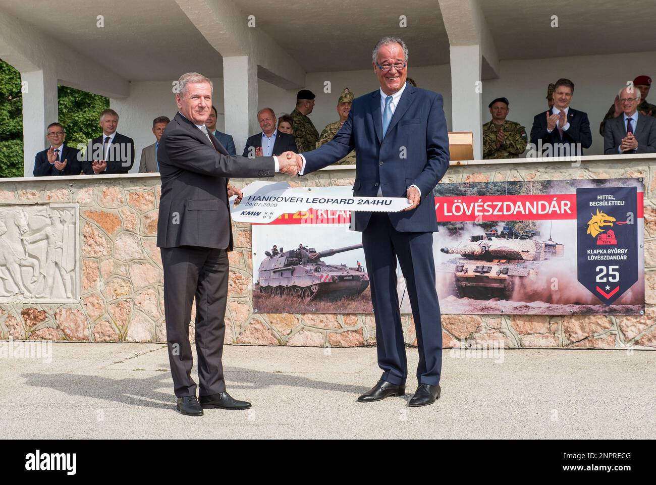 Hungarian Minister of Defence Tibor Benko, left, and CEO of KMW Frank ...