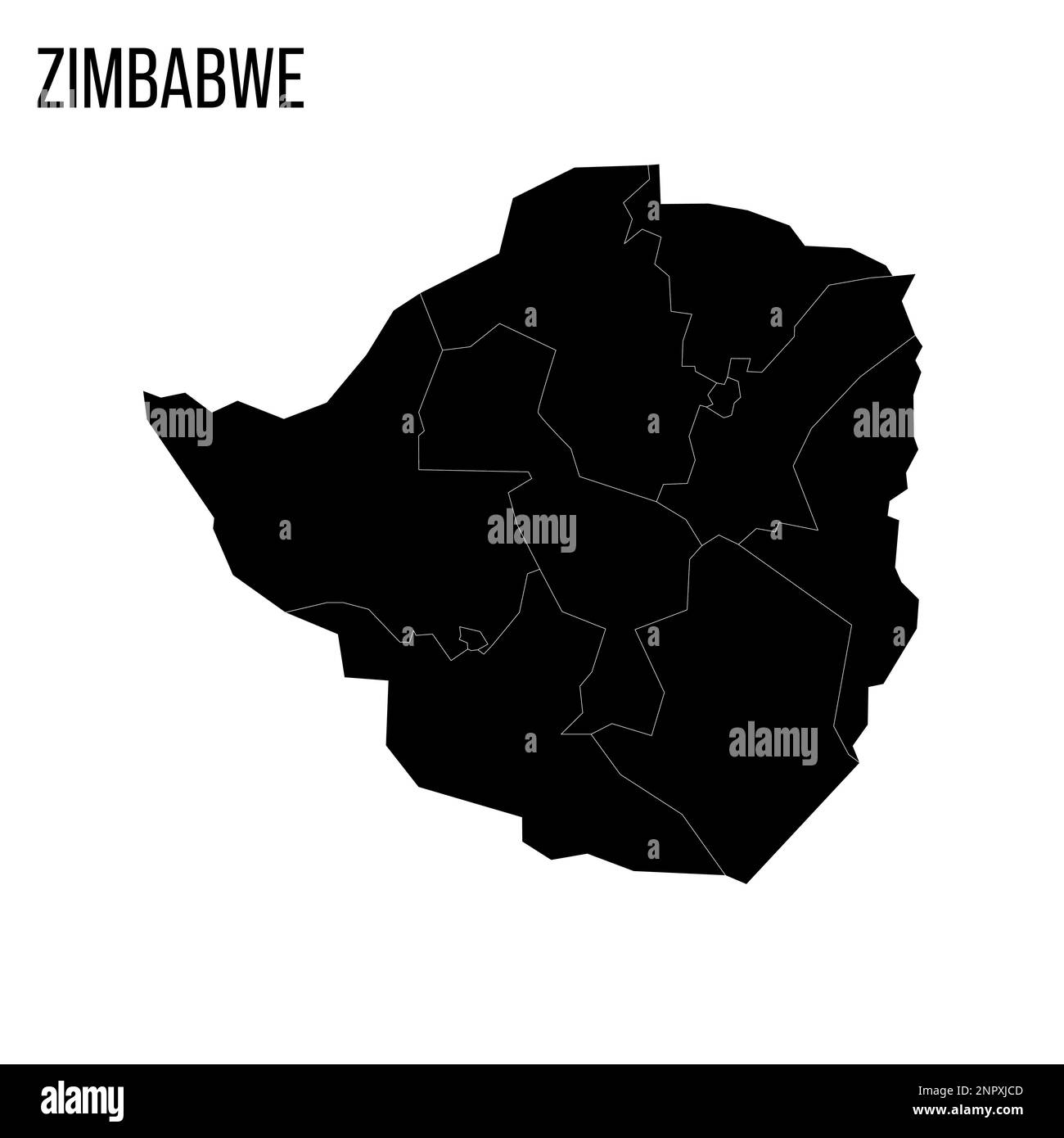 Zimbabwe carte politique des divisions administratives - provinces ...