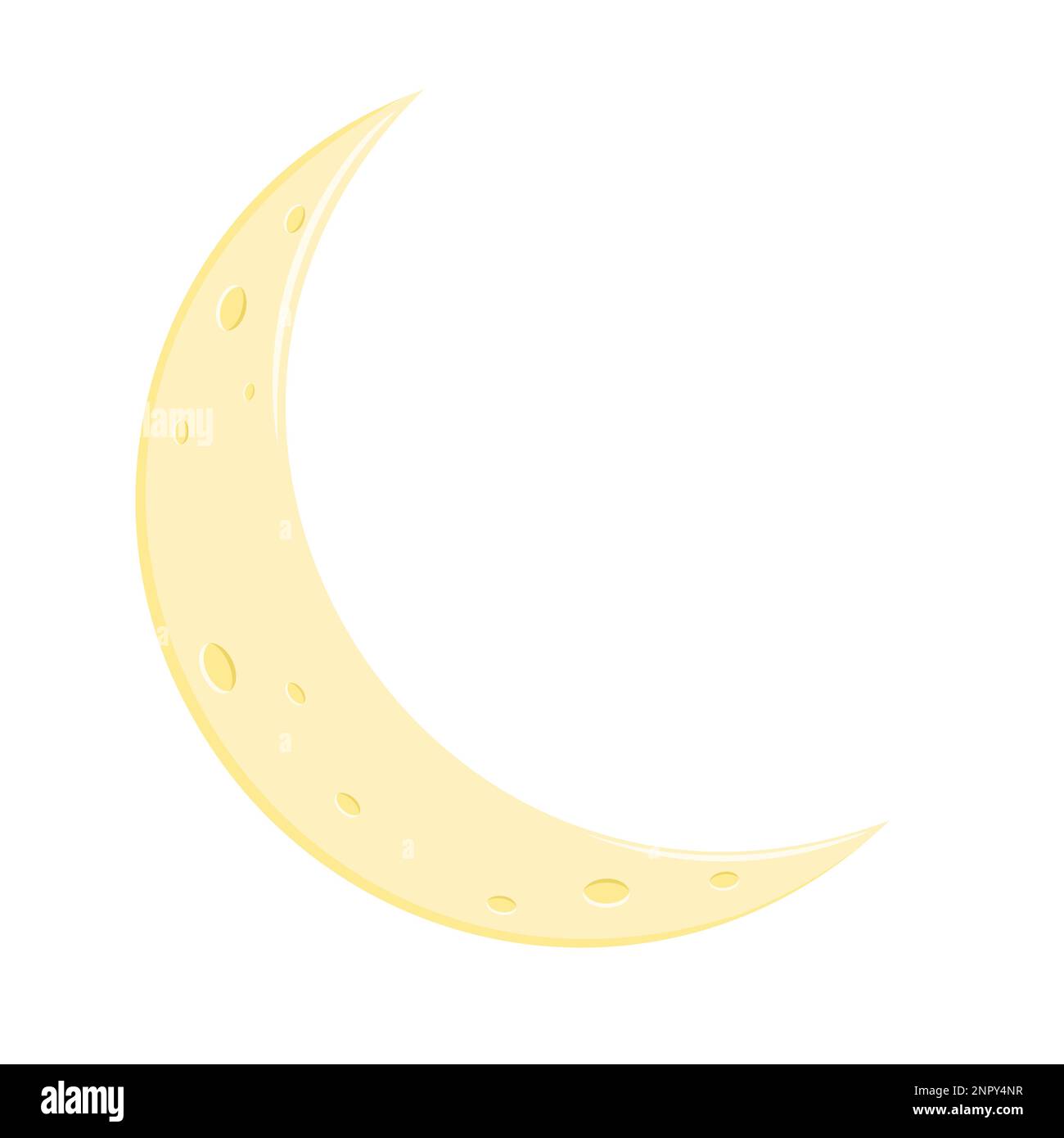 Lune en croissant de style dessin animé isolée sur fond blanc. Symbole ...