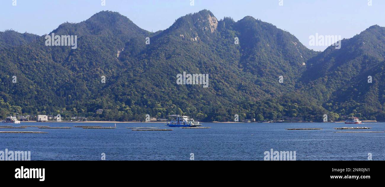 JR Miyajima Ferry crosses around Miyajima in Hatsukaichi City ...