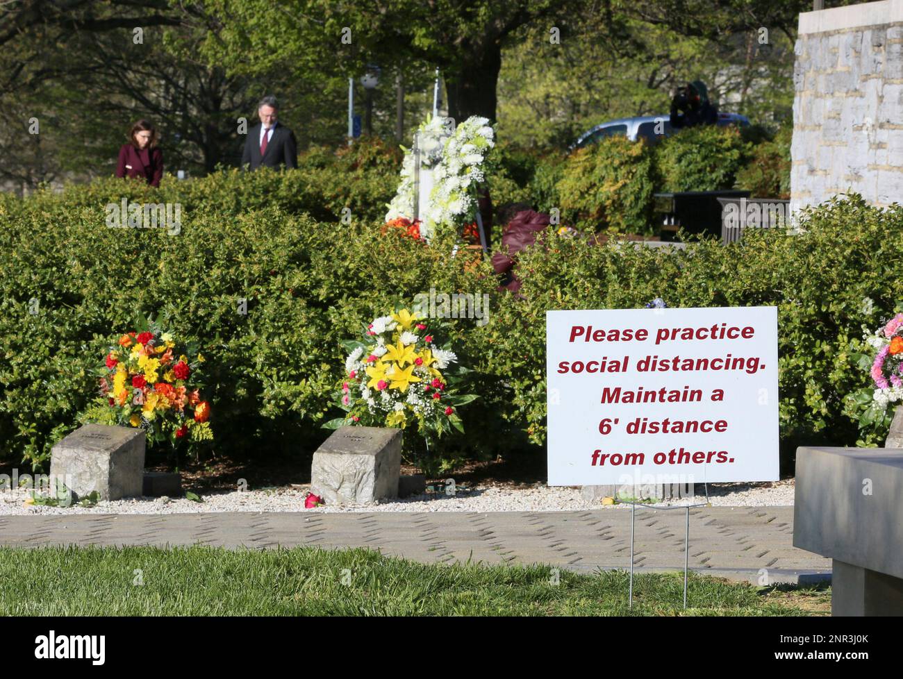 Virginia Tech President Tim Sands and his wife, Laura Sands pause at ...