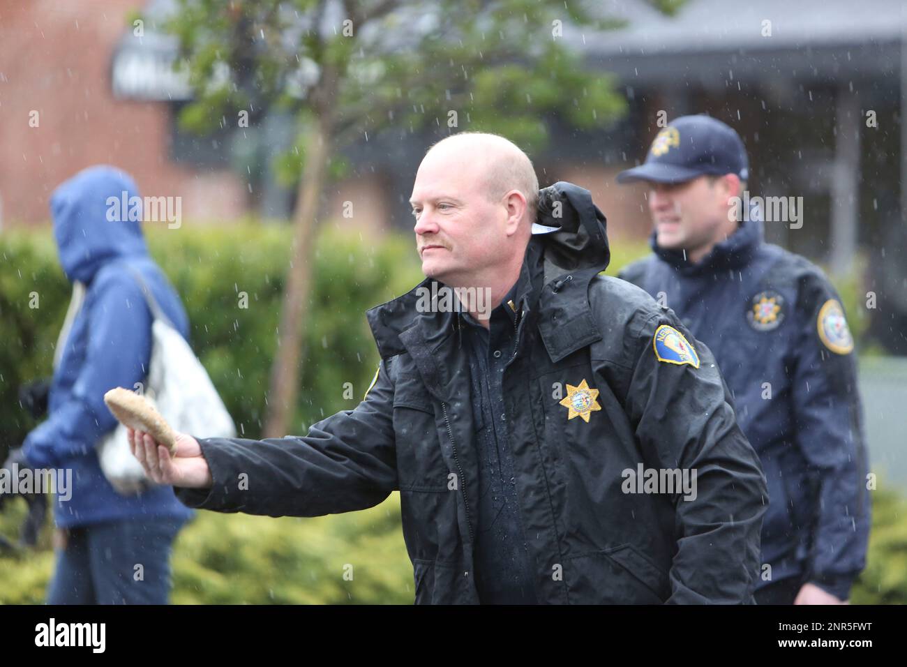 Nevada City Police Sgt. Paul Rohde takes aim at the Cornish Flag of St ...