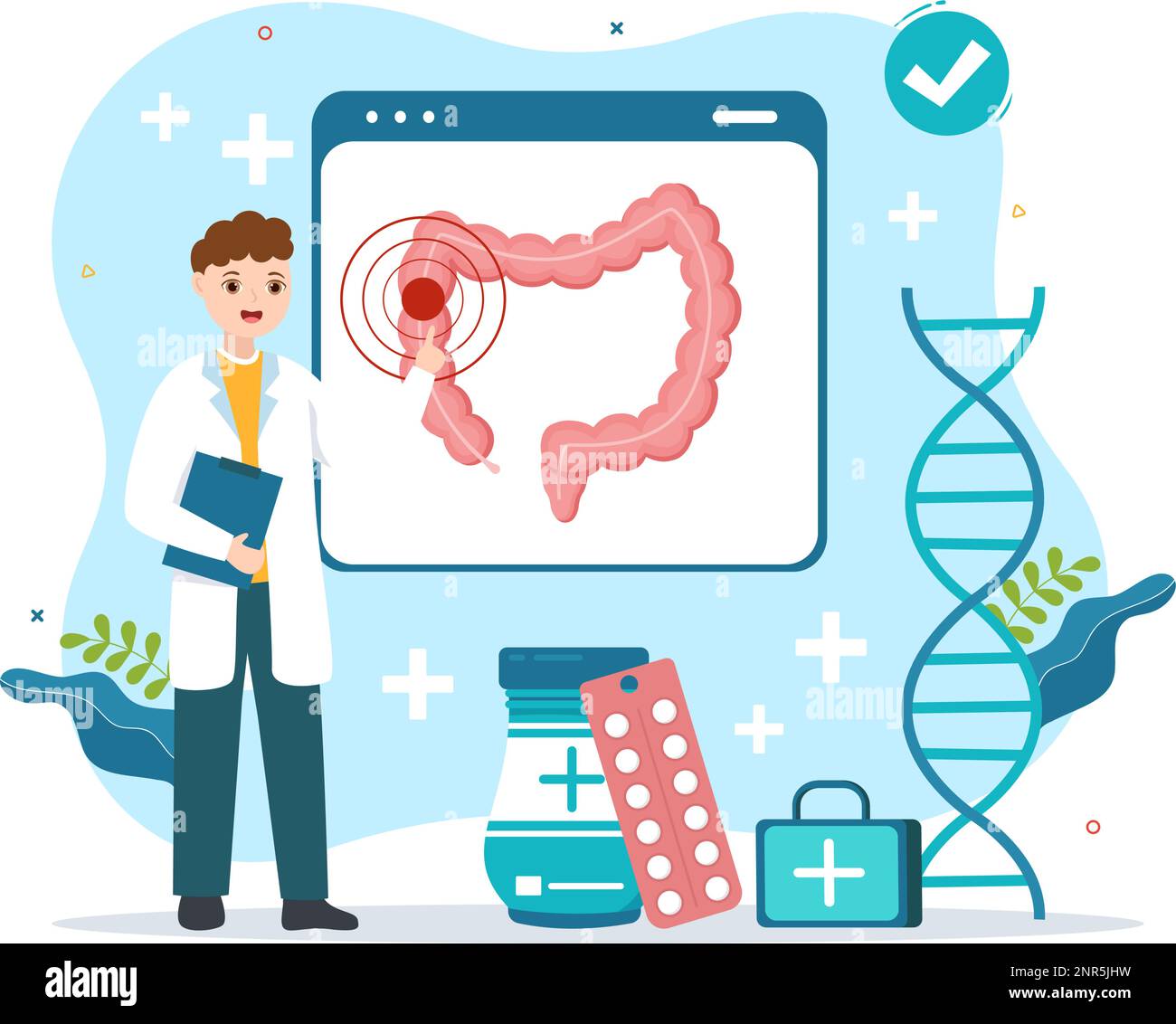 Proctologue Ou Coloscopie Illustration Avec Un Docteur Examine Le Côlon