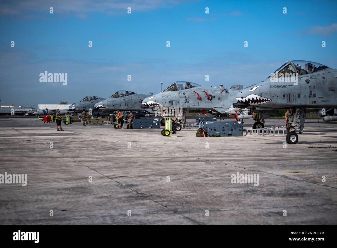Une rangée d'avions Thunderbolt II A-10C du 75th Fighter Squadron se ...