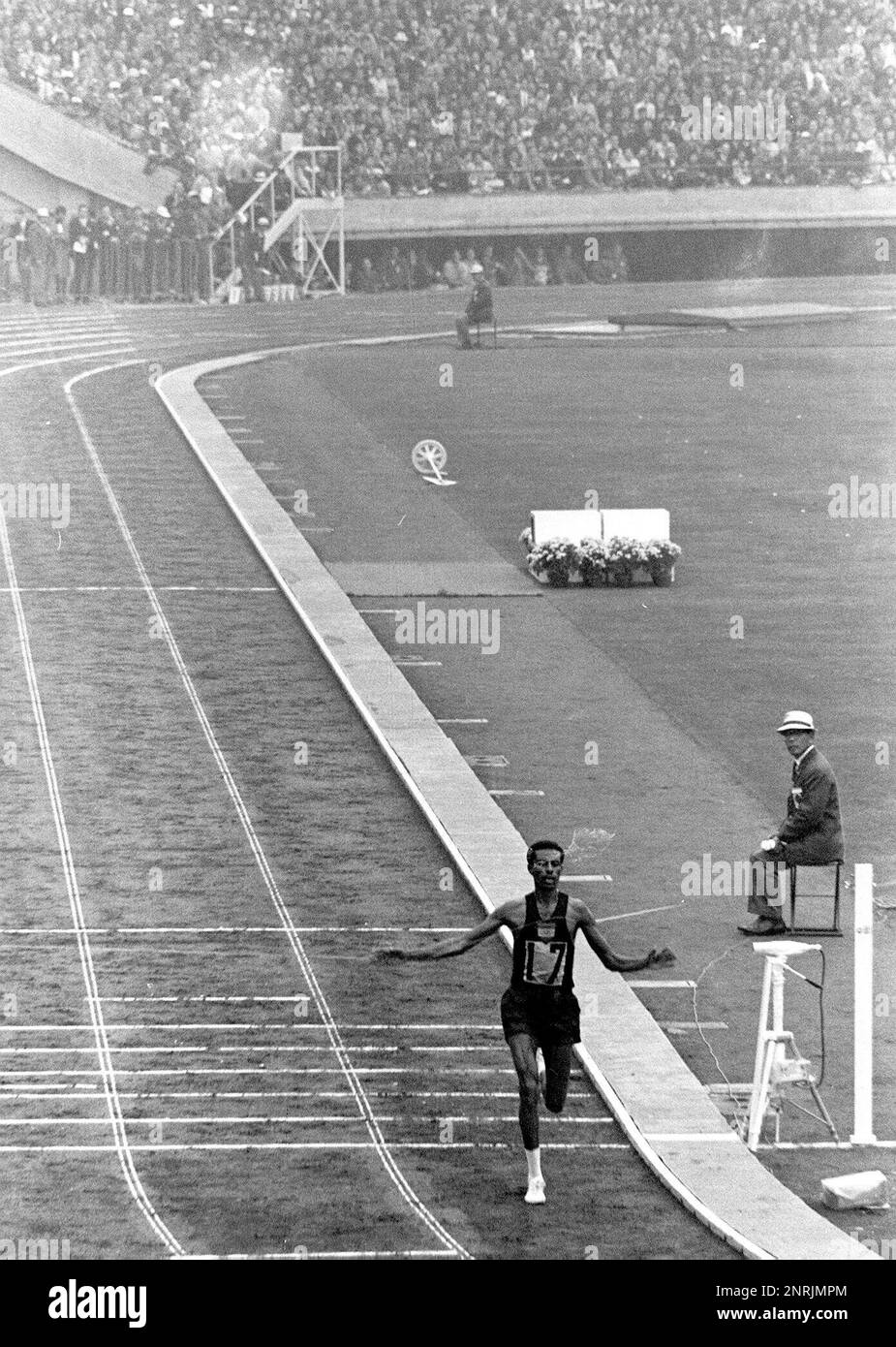Abebe Bikila of Ethiopia, winns the Marathon in Tokyo Olympic Games on Oct. 21, 1964. ( The ...