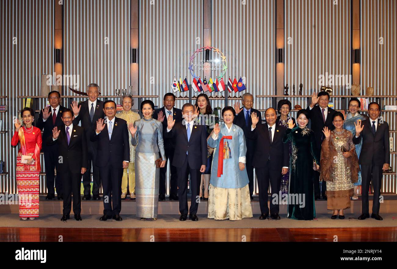 In this photo provided by ASEAN-ROK Commemorative Summit, leaders from ...