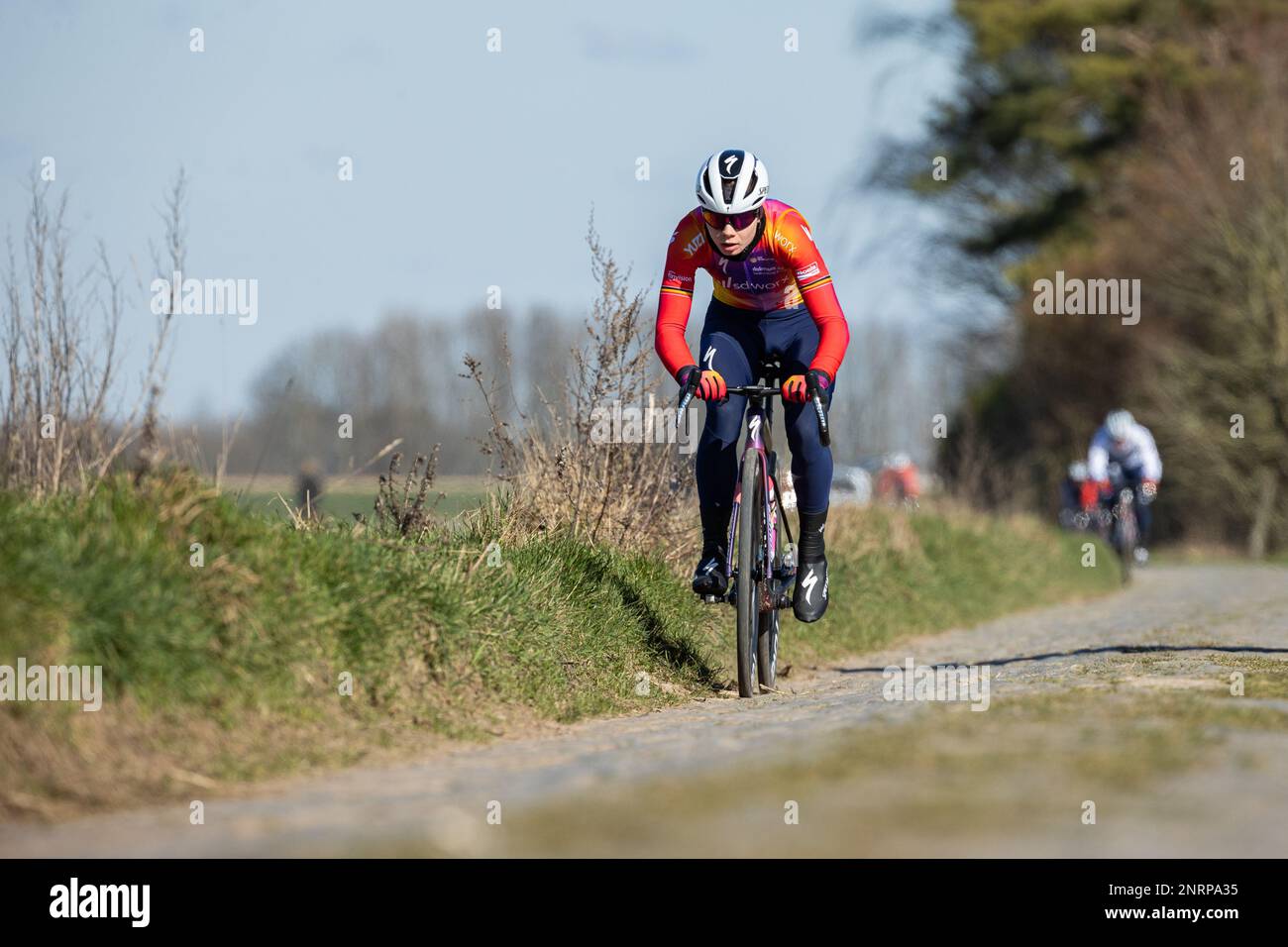 Lotte Kopecky belge de SD Worx photographiée en action lors de la reconnaissance de la piste de ...