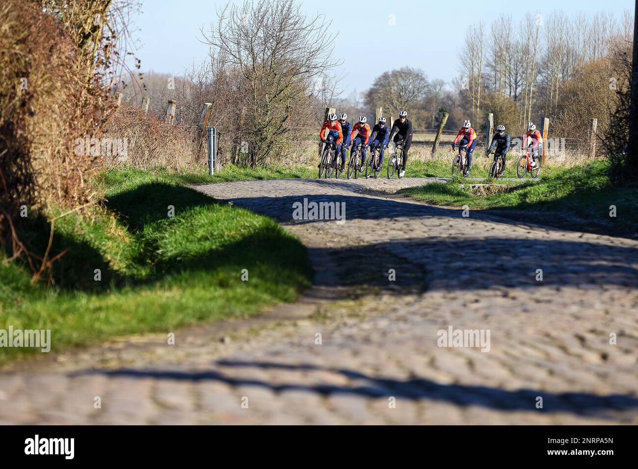 Lotte Kopecky belge de SD Worx photographiée en action lors de la reconnaissance de la piste de ...