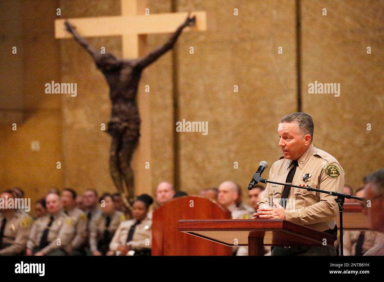 Los Angeles County Sheriff Alex Villanueva speaks during a memorial ...