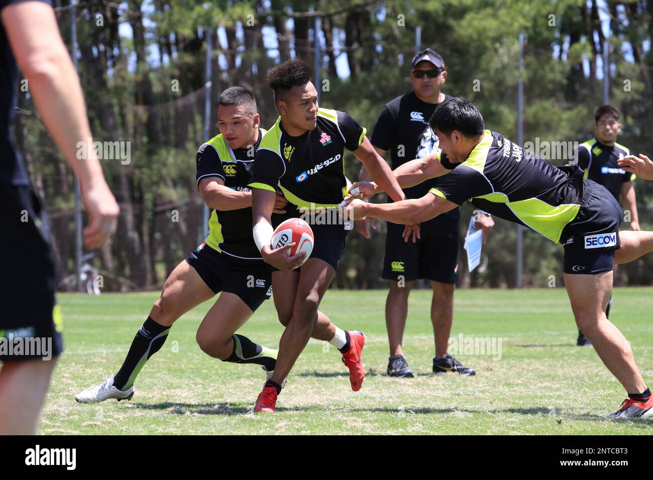 Japanese Rugby national team players attend the practice session as ...