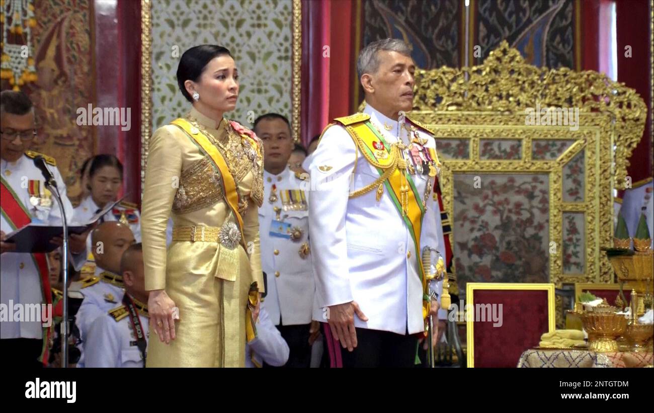 In this image made from video, Thailand’s King Maha Vajiralongkorn ...
