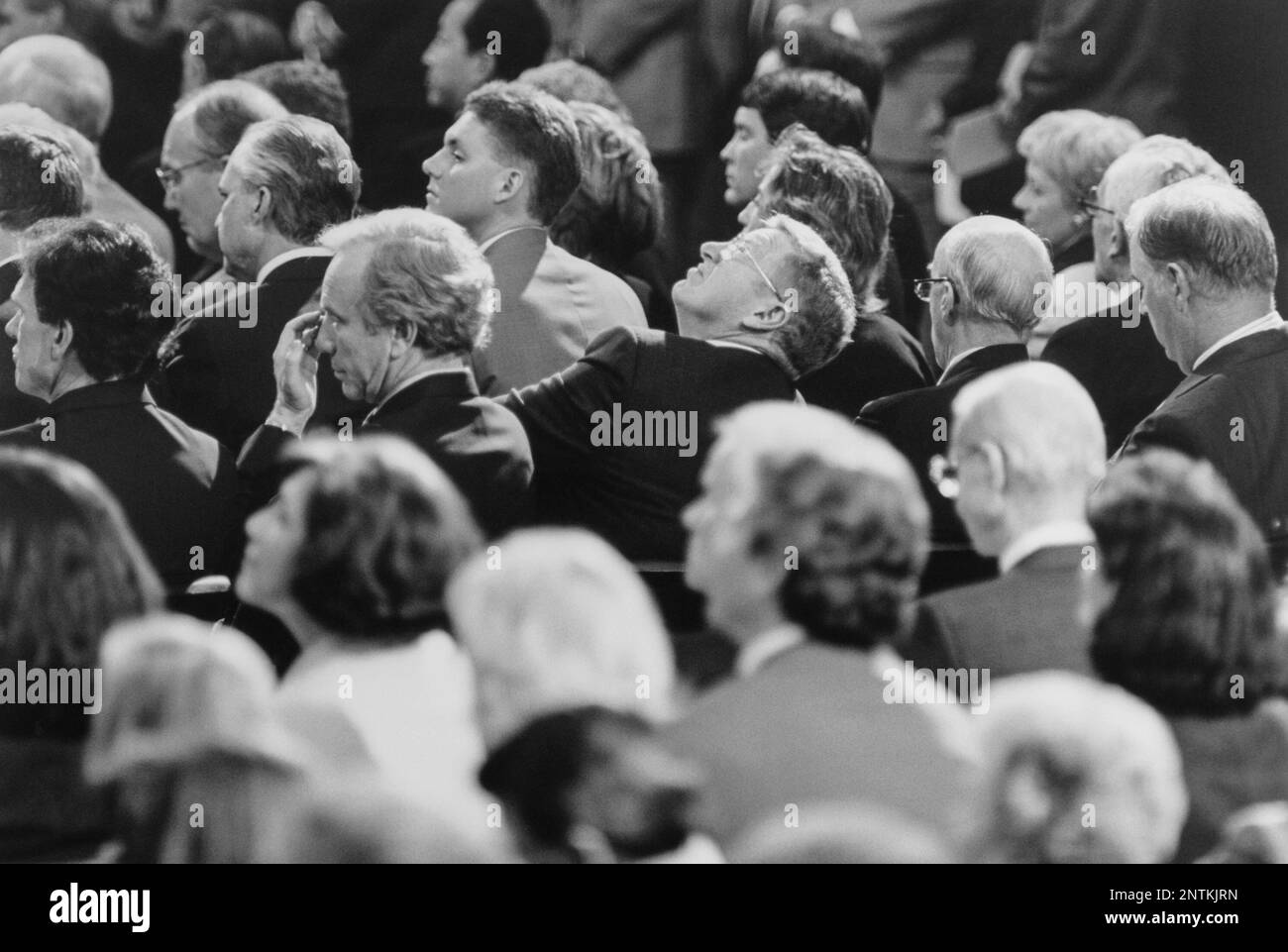 Sen. Conrad Burns, R-Mont., looks up into the dome of the Capitol Hill ...