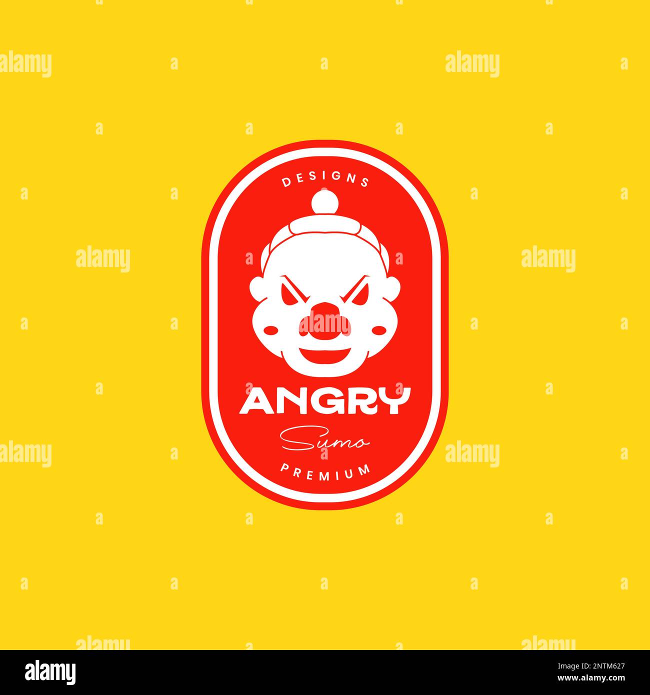 visage sumo fat man angry sport badge vintage logo design vector icône ...