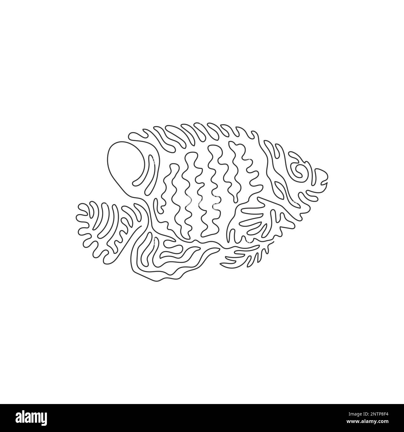 Simple tourbillon ligne continue dessin de l'art abstrait de l'ange ...