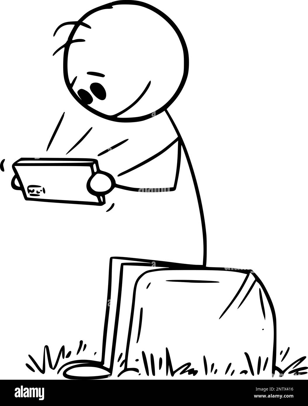 Enfants ou garçons jouant à des jeux sur téléphone mobile ...