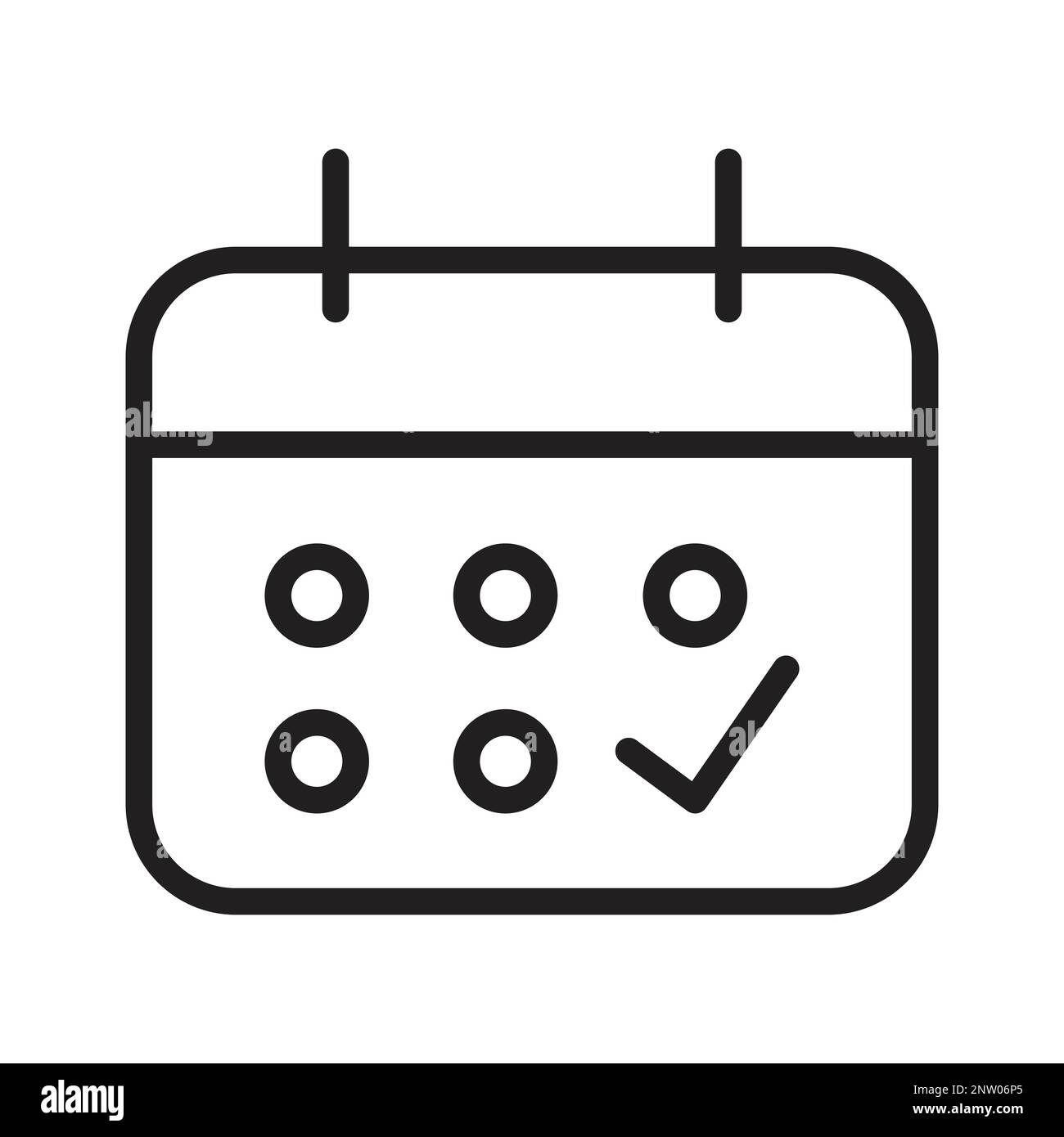 Icône Contour du calendrier, icône Calendrier linéaire, noir et blanc ...