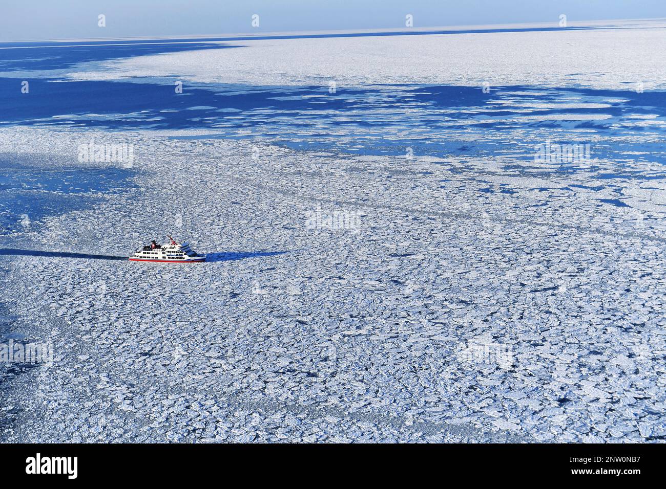 An aerial picture taken from Yomiuri's jetliner shows an Icebreaker ...