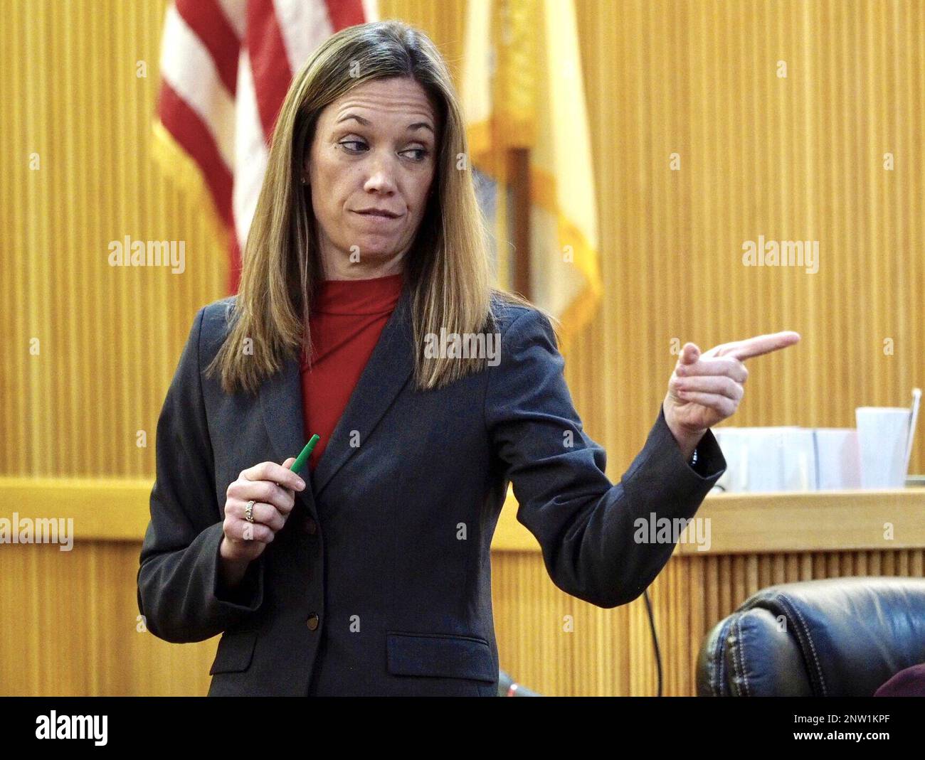 Monmouth County Assistant Prosecutor Meghan Doyle speaks during opening ...