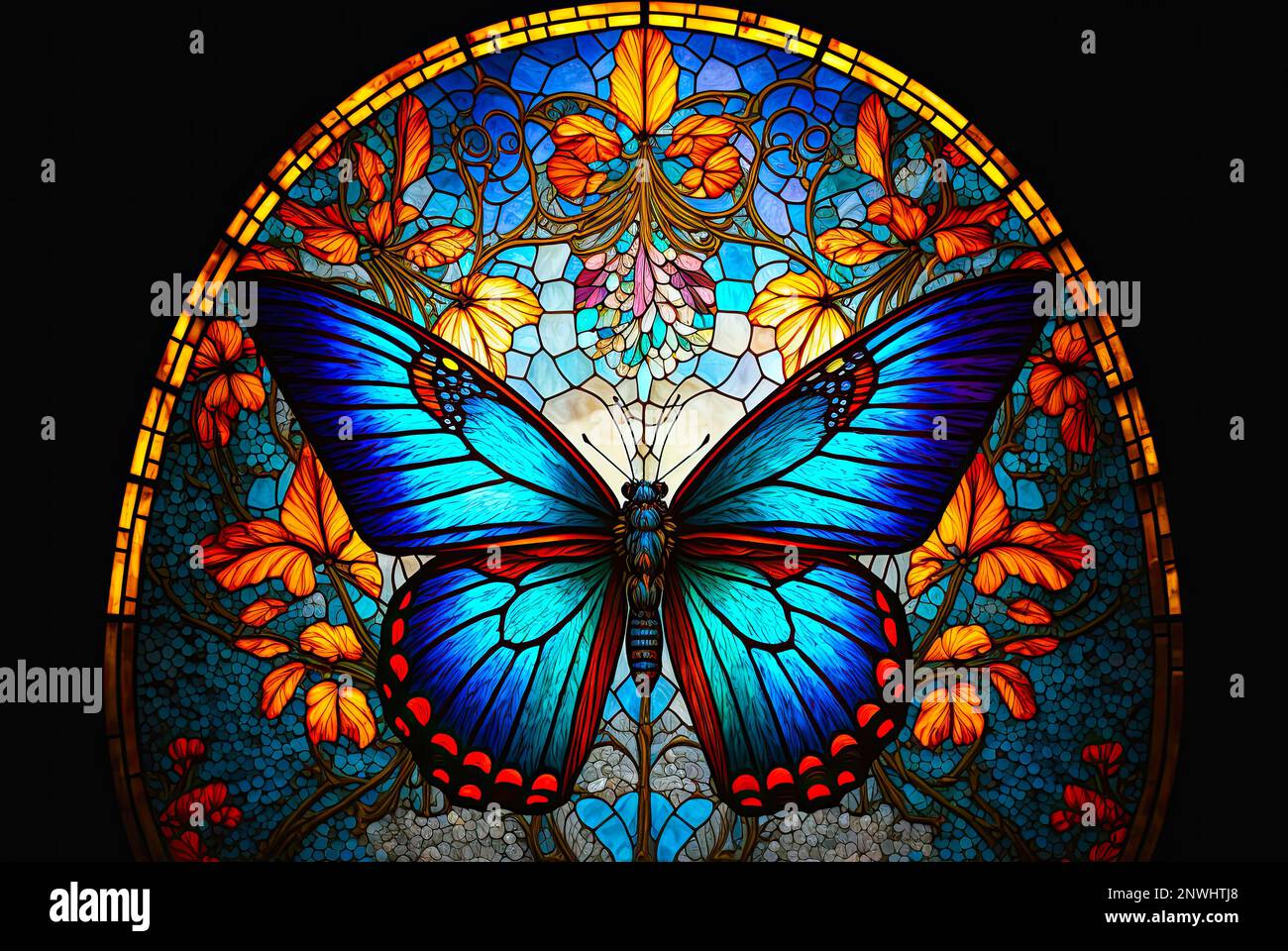 Butterfly window stained glass Banque de photographies et d’images à ...