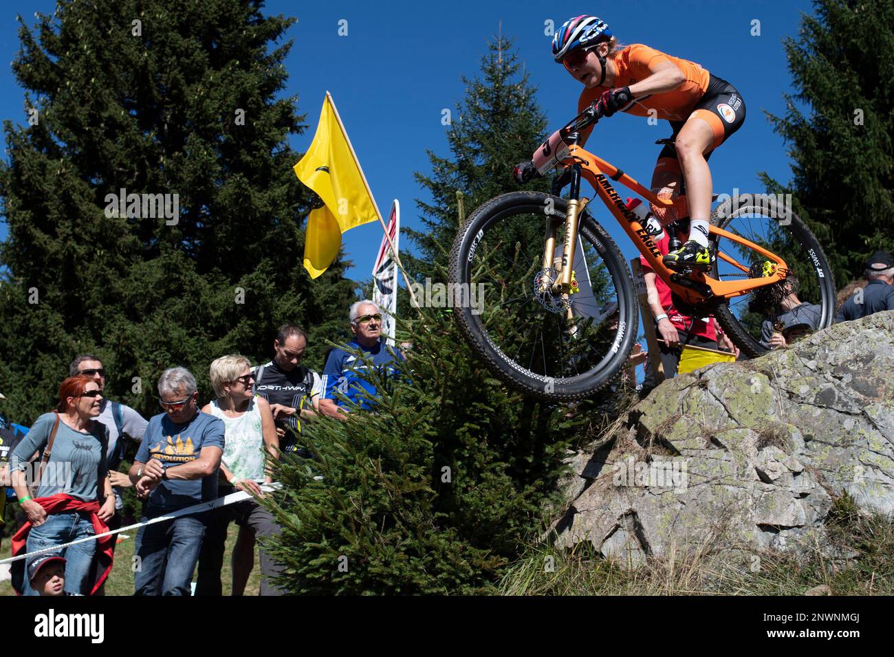 Anne Tauber of the Netherlands in action during the women's elite cross ...