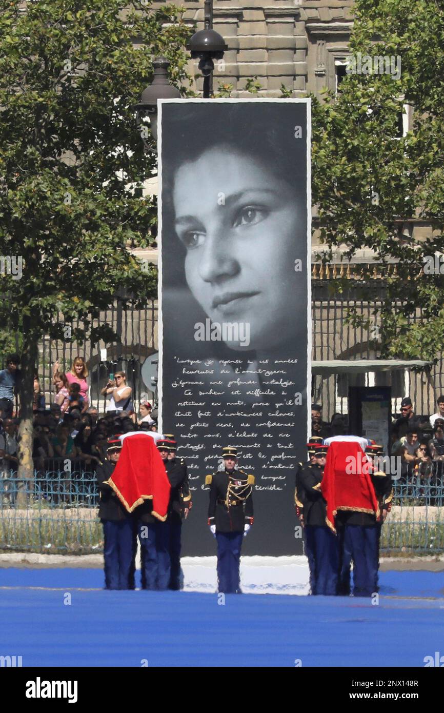 The flag-draped coffins of late holocaust survivor Simone Veil and her ...