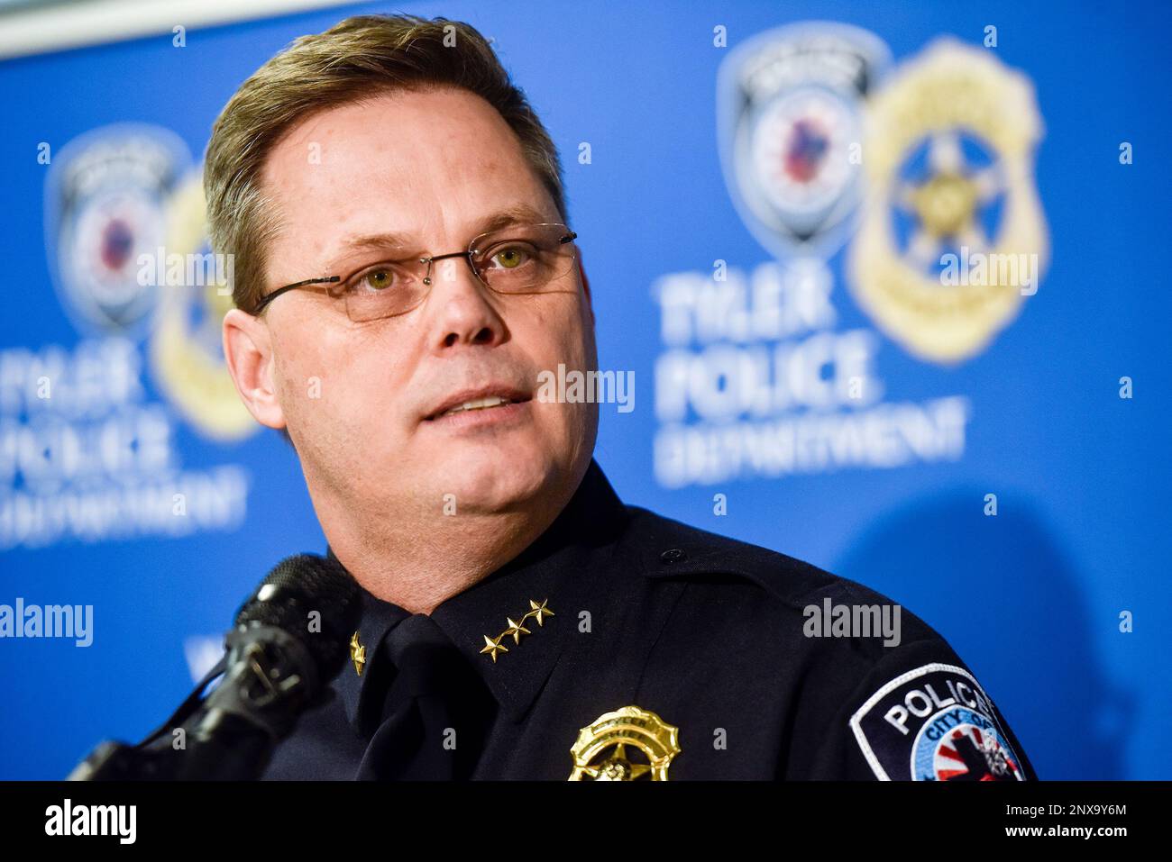 Tyler Police Chief Jimmy Toler speaks during a press conference at the ...