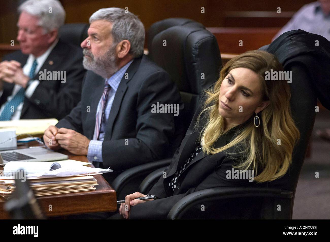 Defense attorney Amanda Clark Palmer, right, listens to the testimony ...