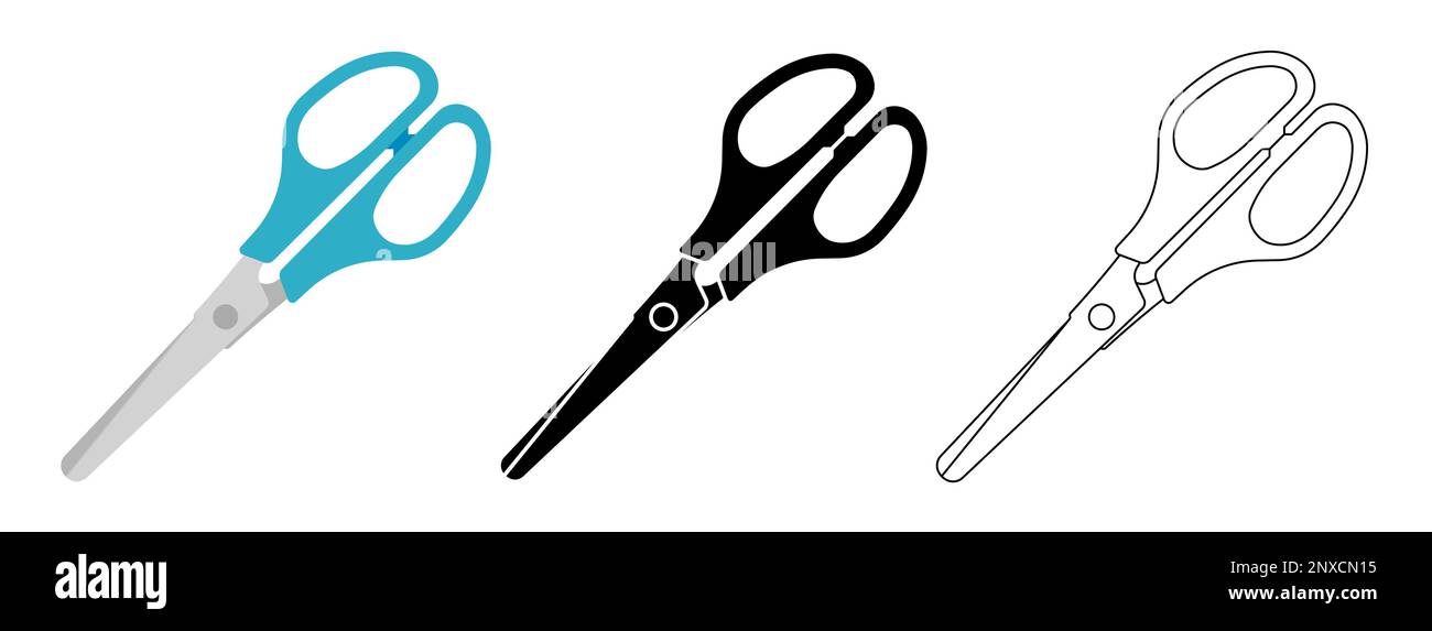 Ensemble d'icônes de ciseaux. Ciseaux de coupe isolés. Pictogramme de ...
