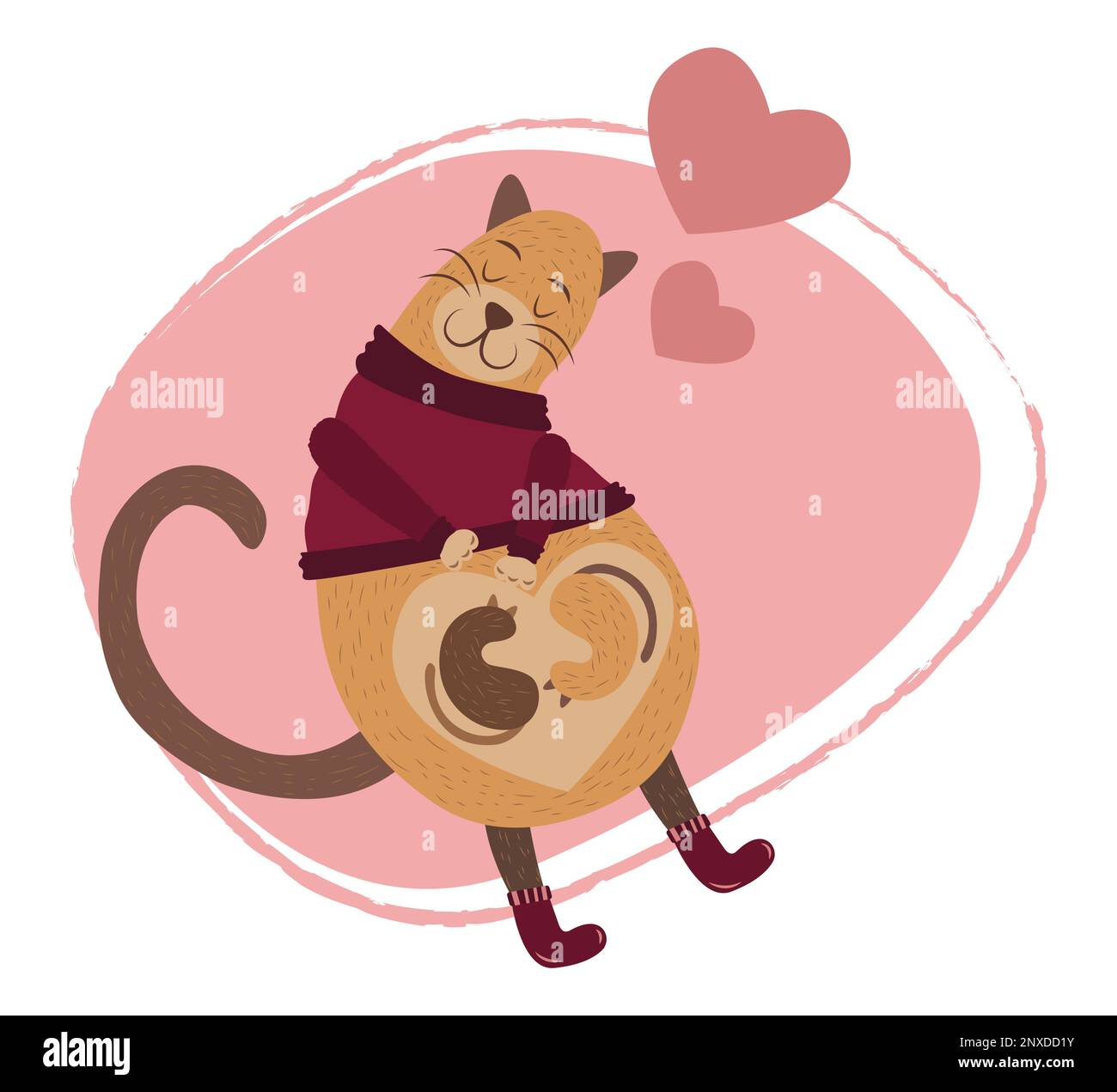 Femme avec des chatons Banque d'images vectorielles - Alamy