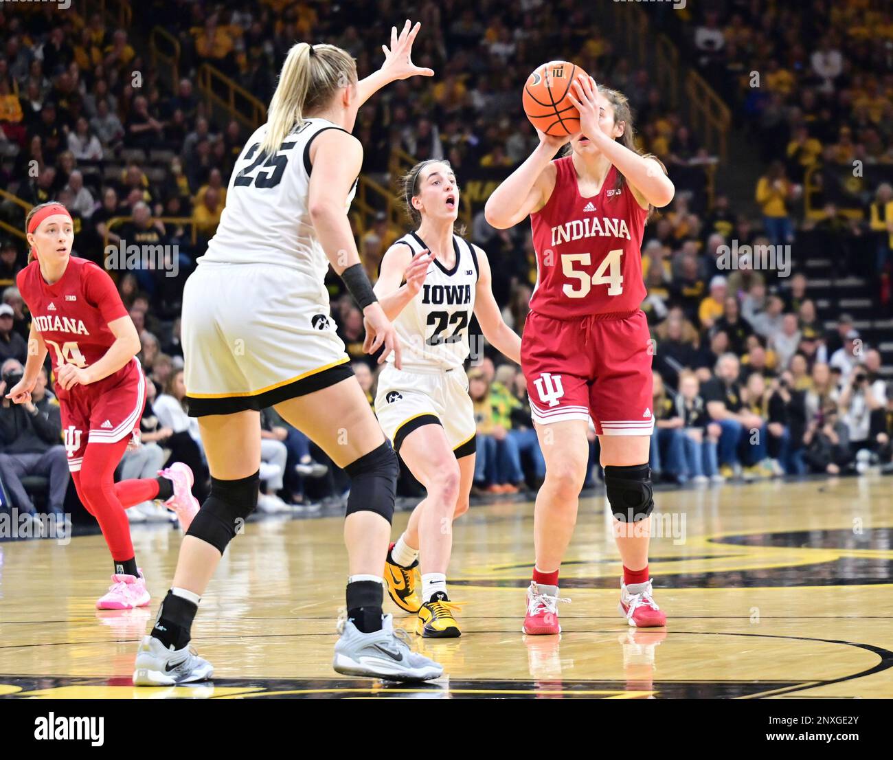 IOWA CITY, IA - FEBRUARY 26: Indiana Hoosiers forward Mackenzie Holmes ...