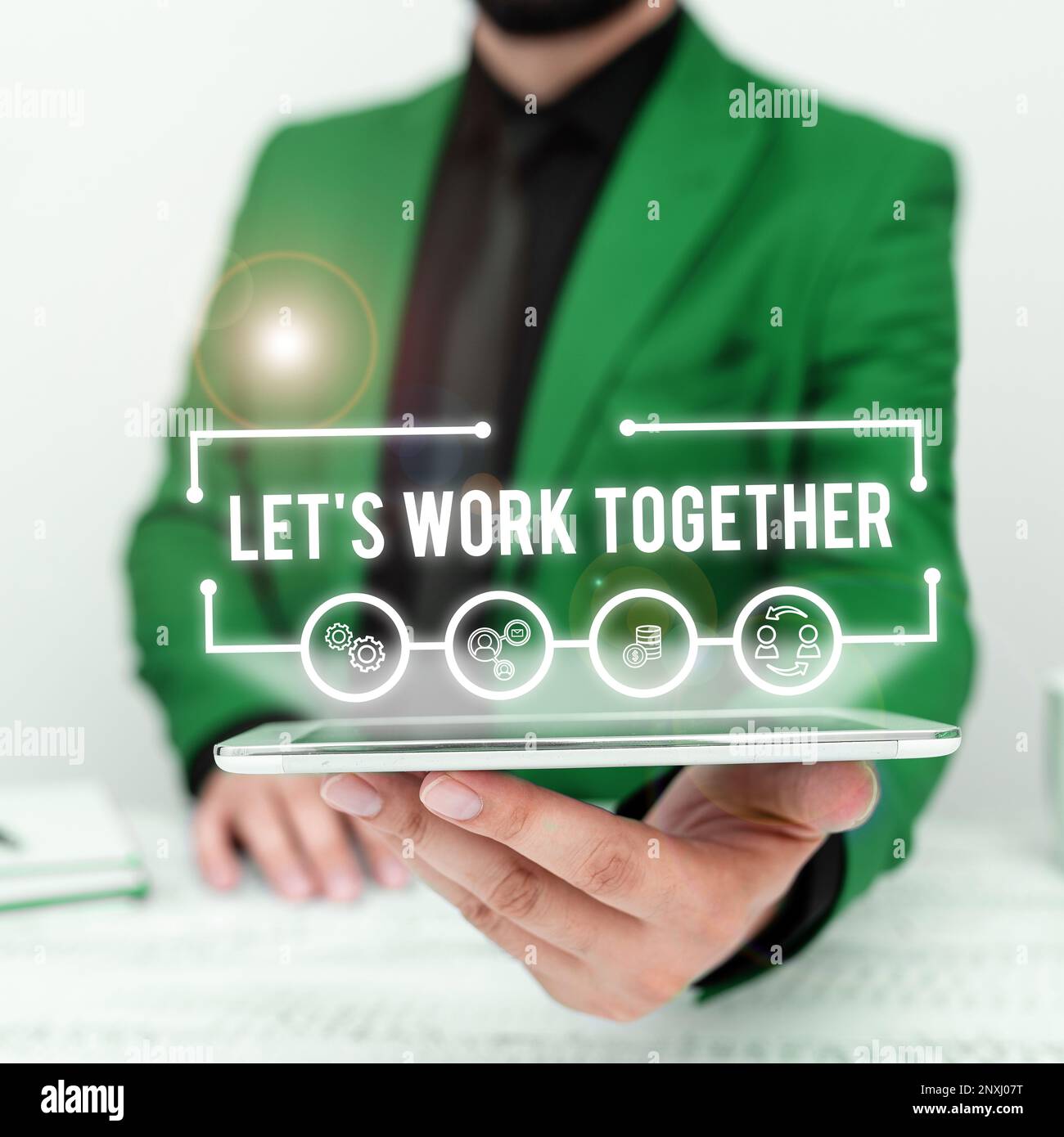 Légende conceptuelle travaillons ensemble. Présentation de l'entreprise ...