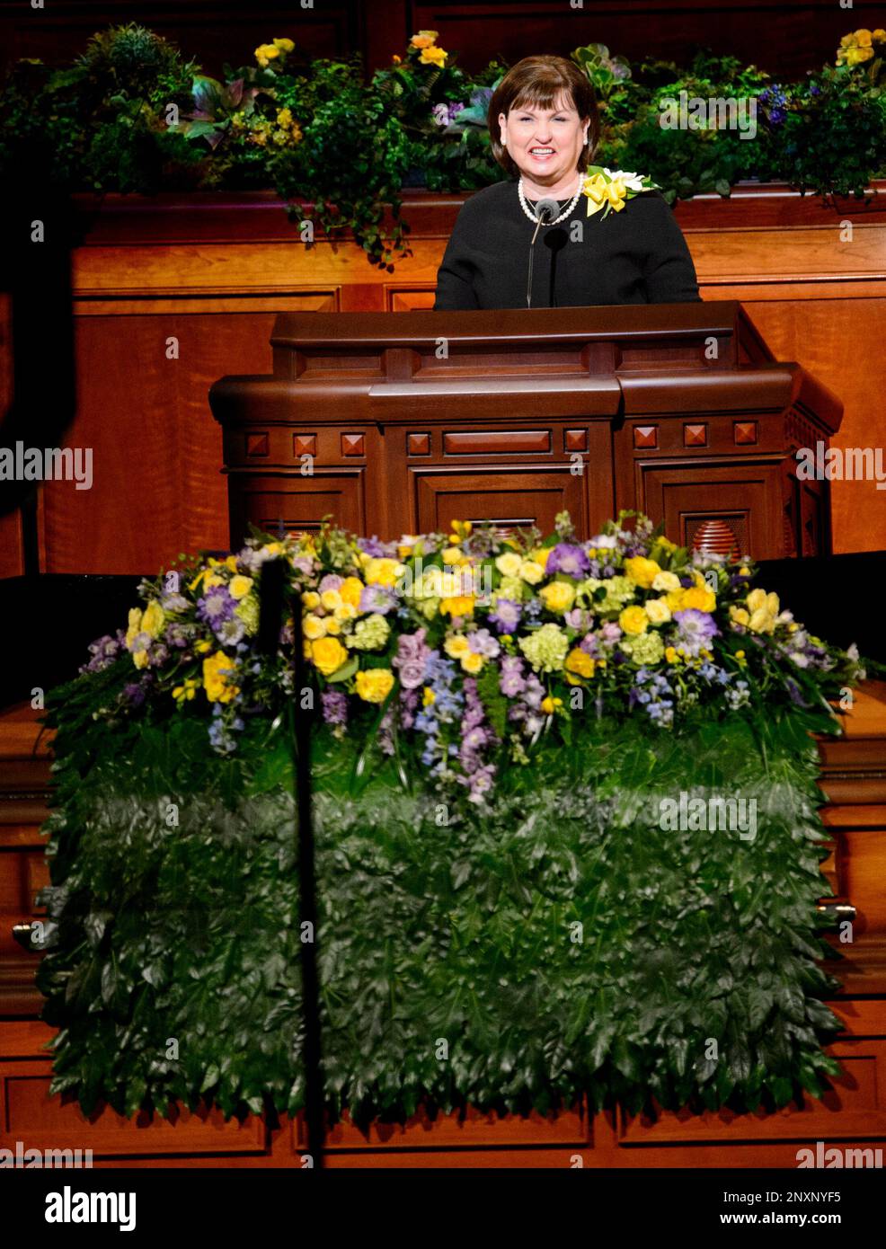 Ann M. Dibb speaks about her father, LDS Church President Thomas S. Monson, during his funeral ...