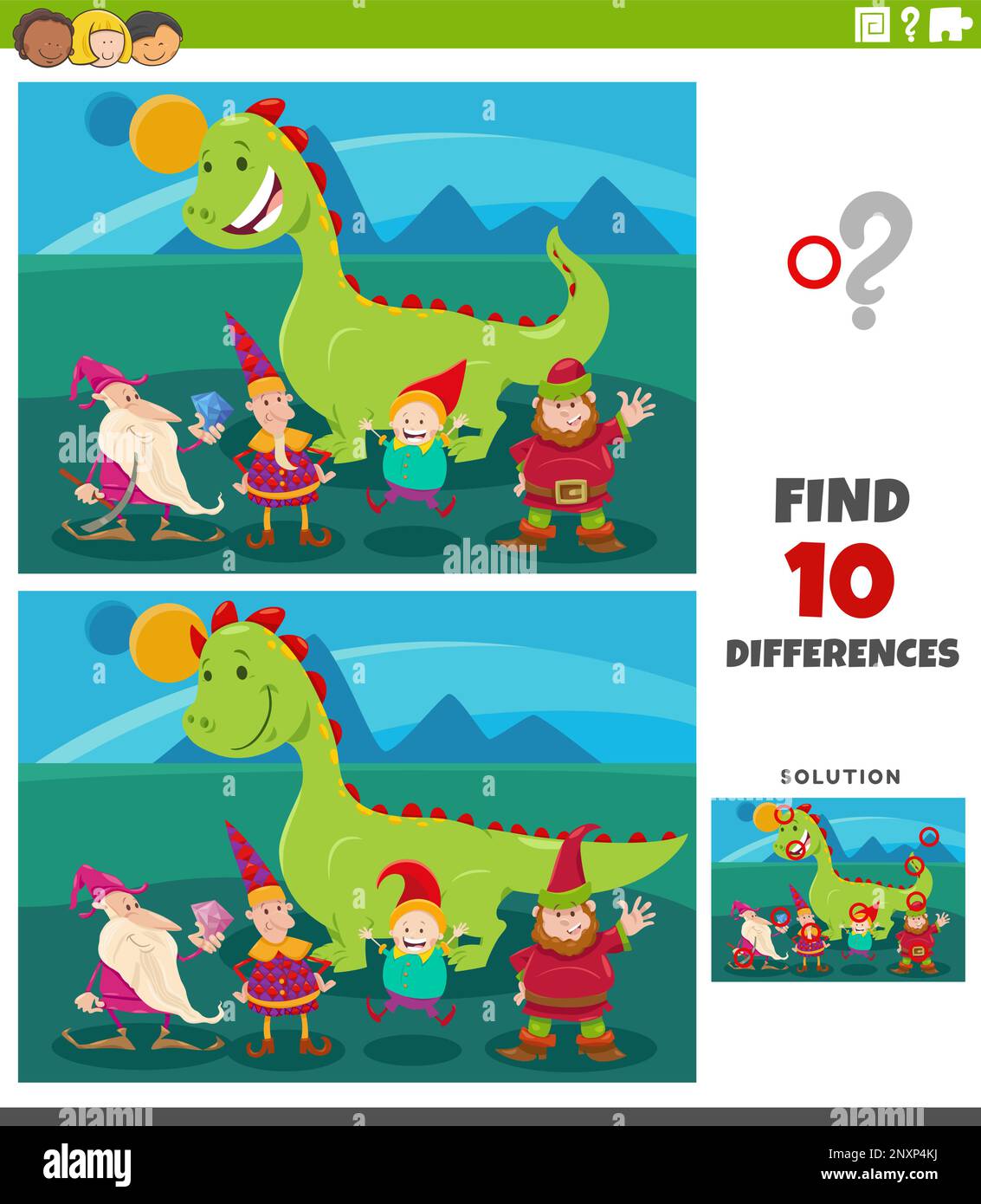 Illustration de dessin animé de trouver les différences entre les images jeu éducatif avec le ...