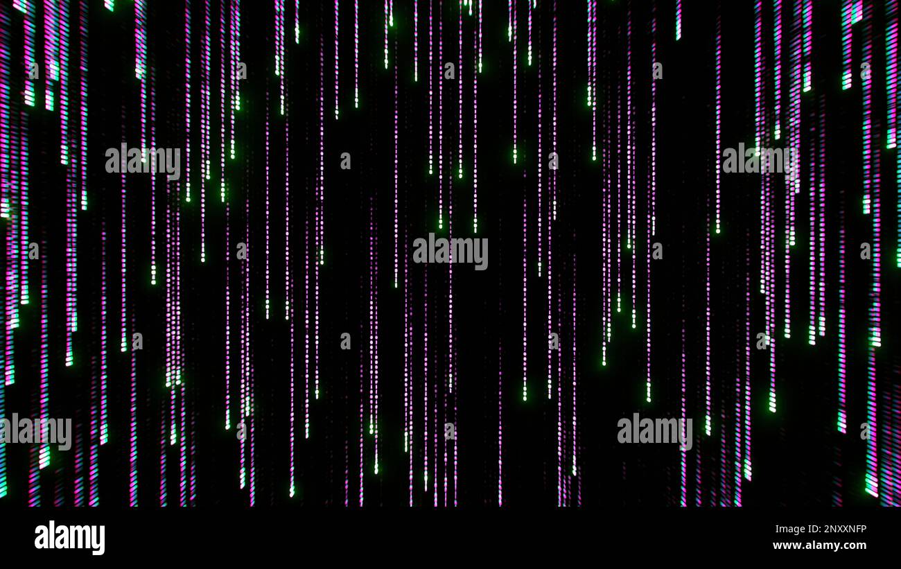 Effet de matrice abstrait avec lignes de code en cours d'exécution. Conception. Cyber réalité de ...