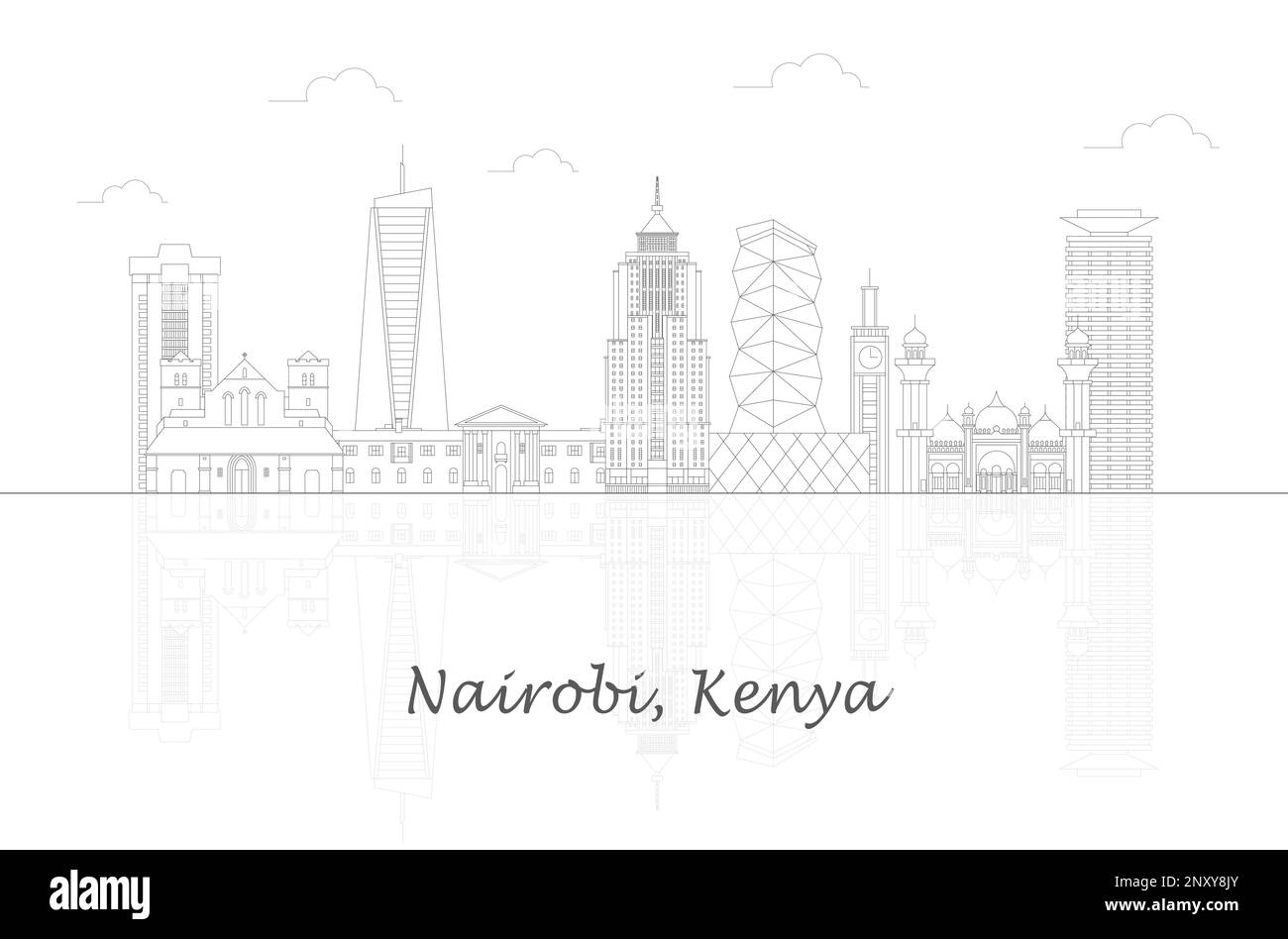 Aperçu Skyline panorama de la ville de Nairobi, Kenya - illustration ...