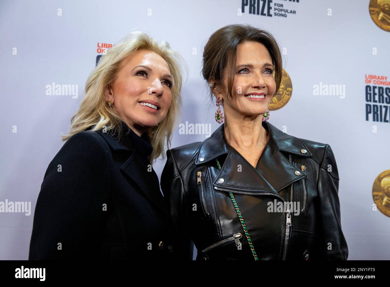Julie Opperman, left, and Lynda Carter arrive at the presentation of ...