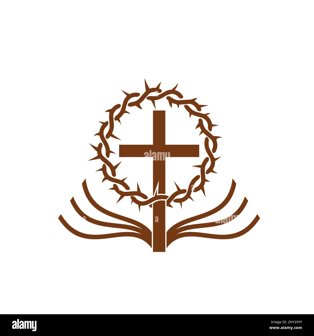 Symbole de religion du christianisme. Croix, Bible et couronne d'épines ...