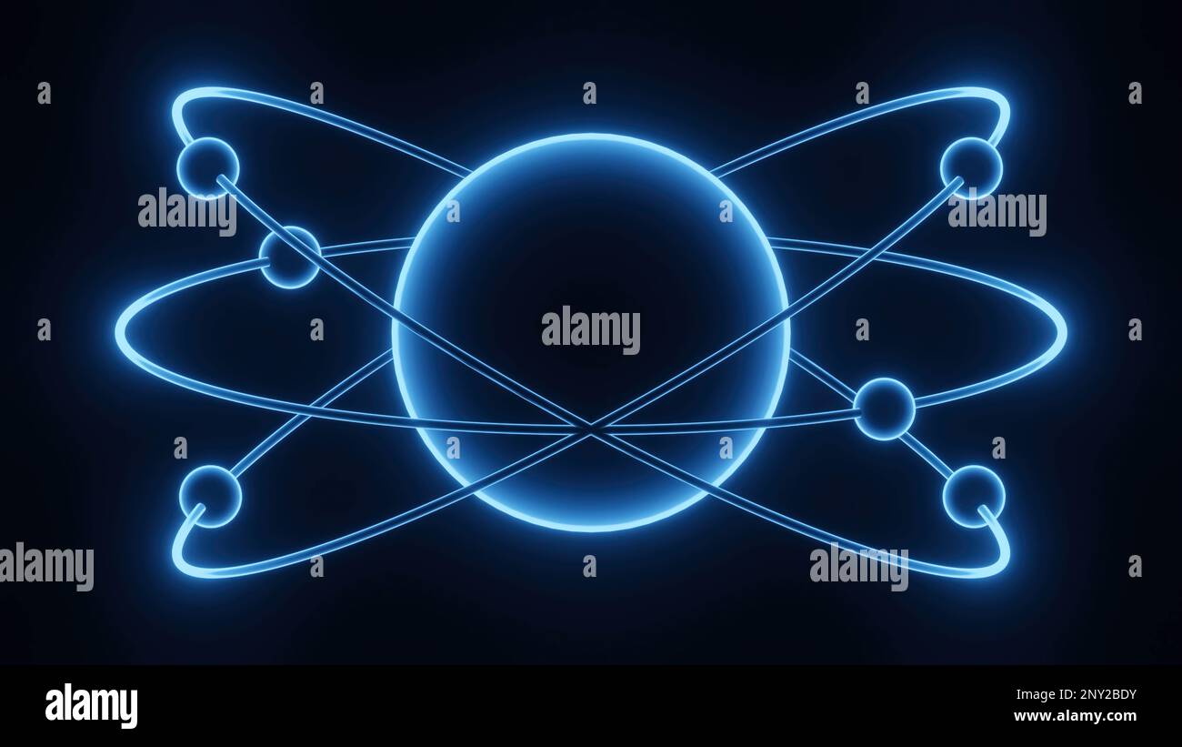 3D animation de la structure moléculaire avec des électrons. Conception ...