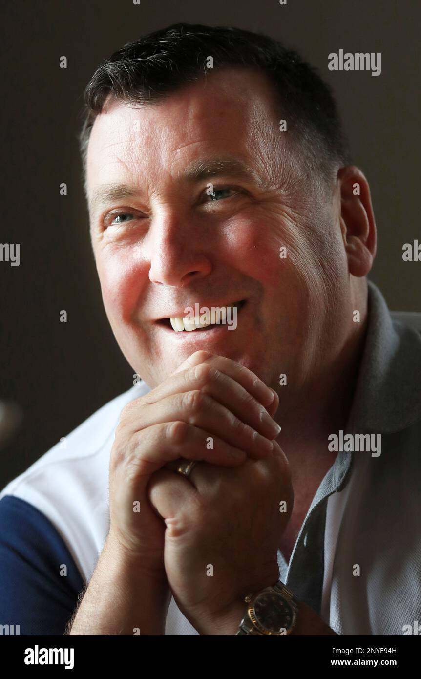 Canadian figure skating coach Brian Orser speaks during an interview ...
