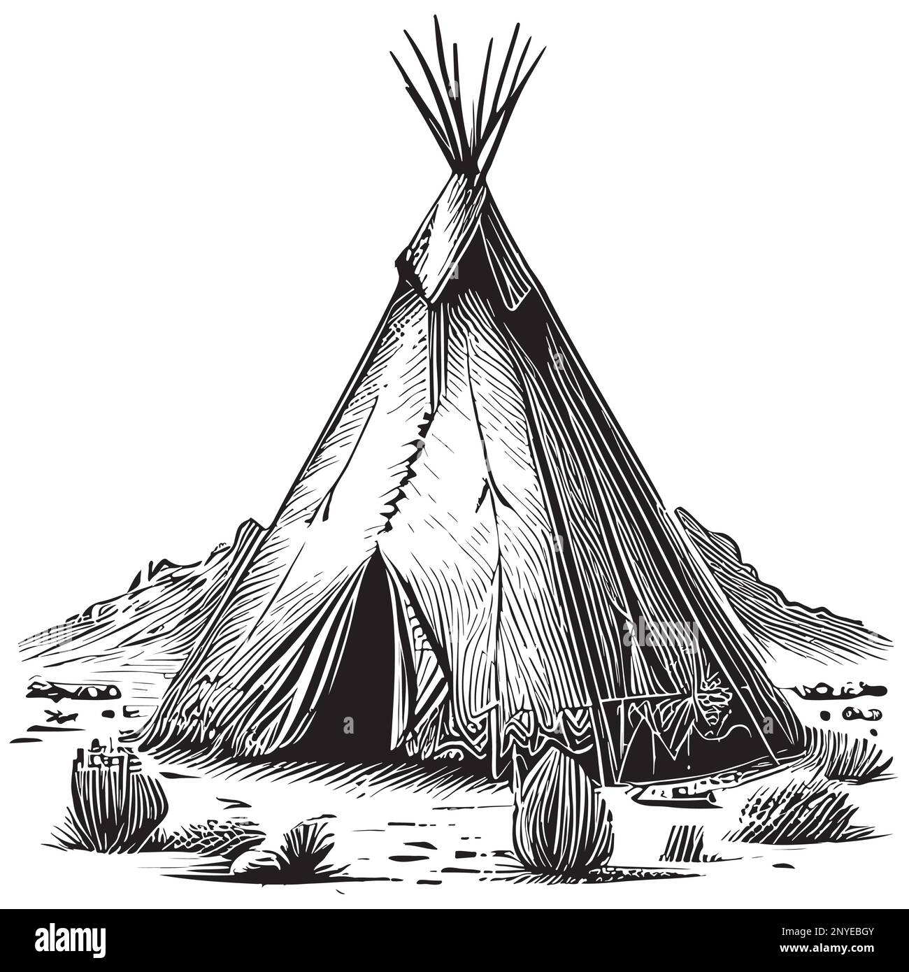 Tipi illustration Banque d'images noir et blanc - Alamy