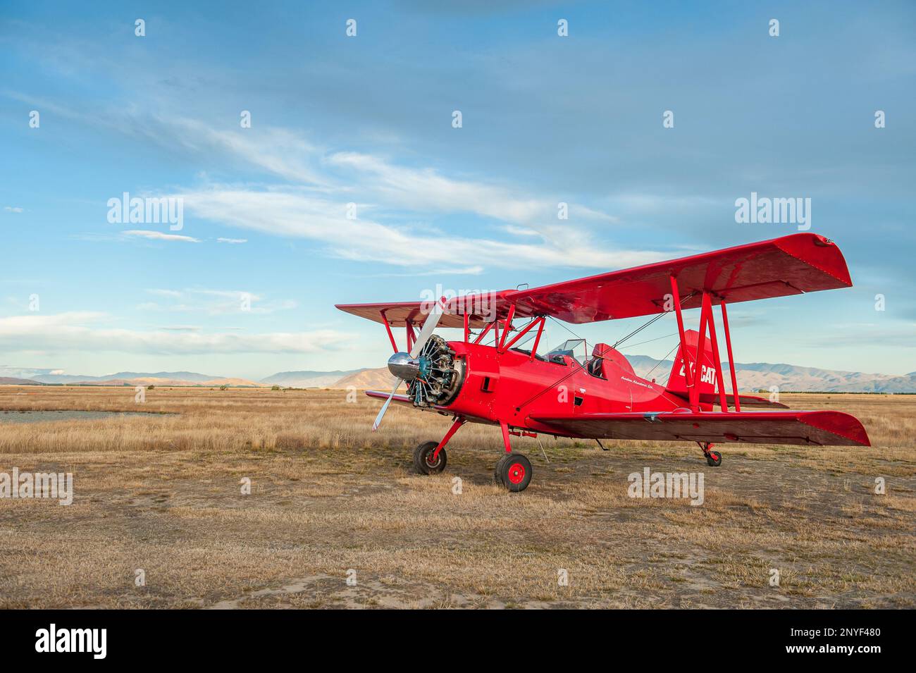 Un Ag-Cat Grumman G-164avion biplan à Pukaki Airport de Twizel. L'Ag Cat a été le premier avion ...