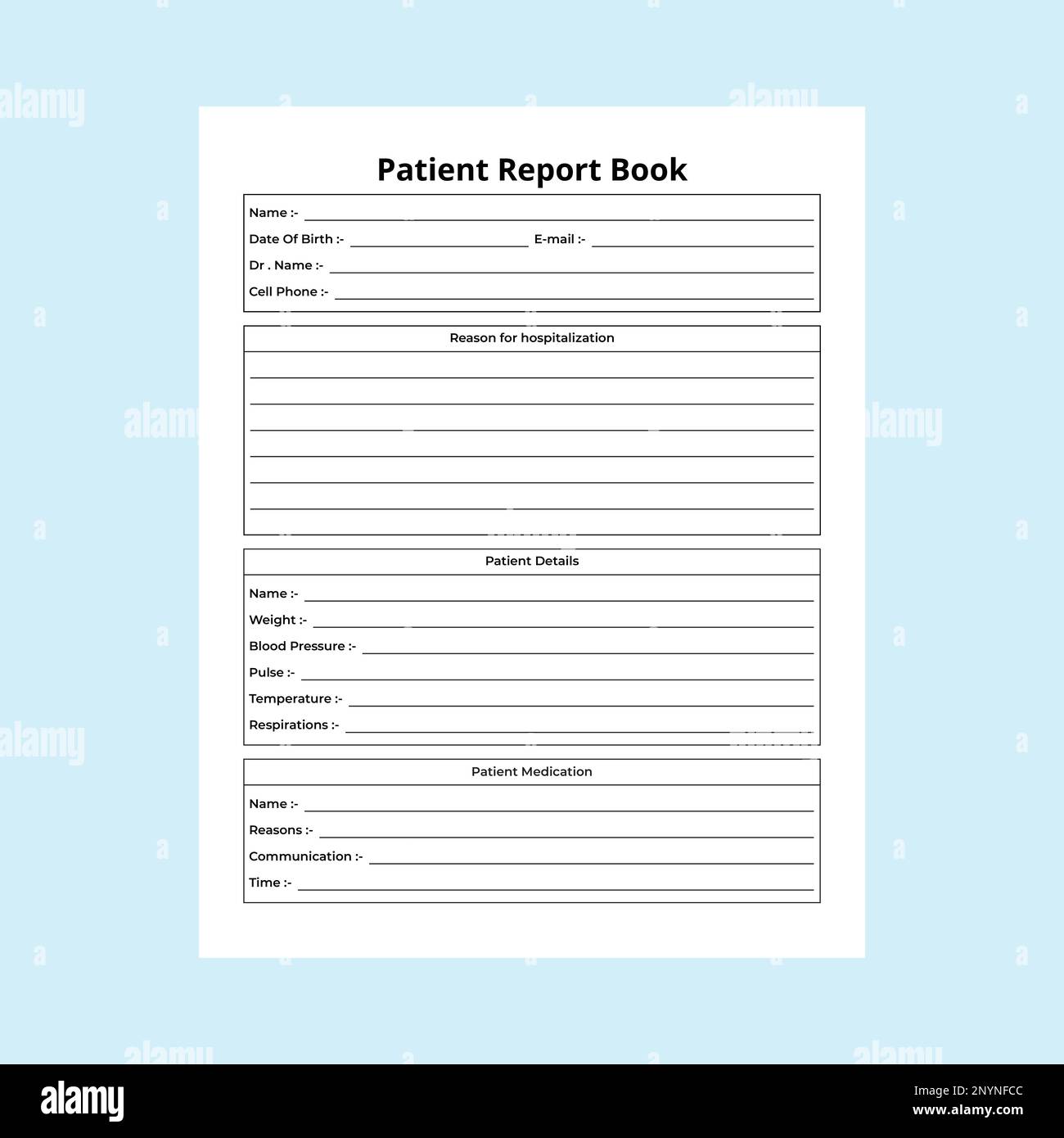 Rapport du patient Banque d'images vectorielles - Alamy