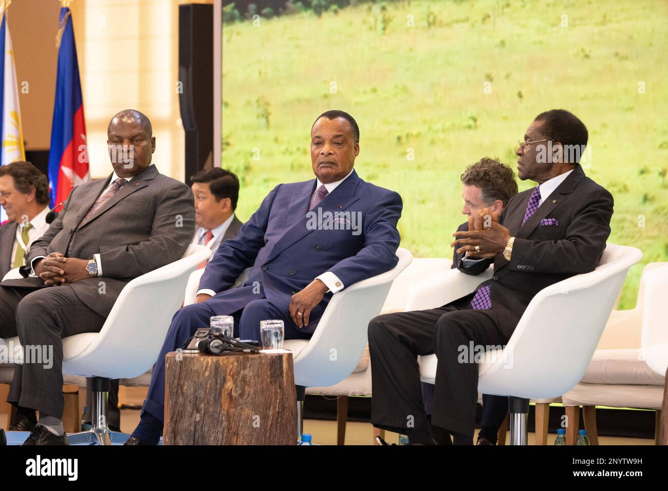 Libreville, Gabon. 02nd mars 2023. De L à R Fustin Archange Touadera ...