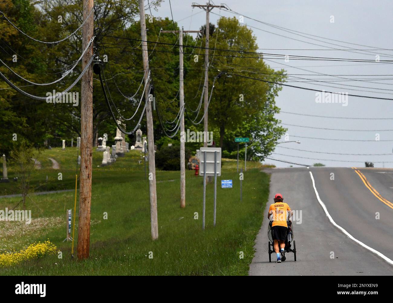Rob Pope, of Liverpool, England, makes his way along Route 5 in Sennet ...