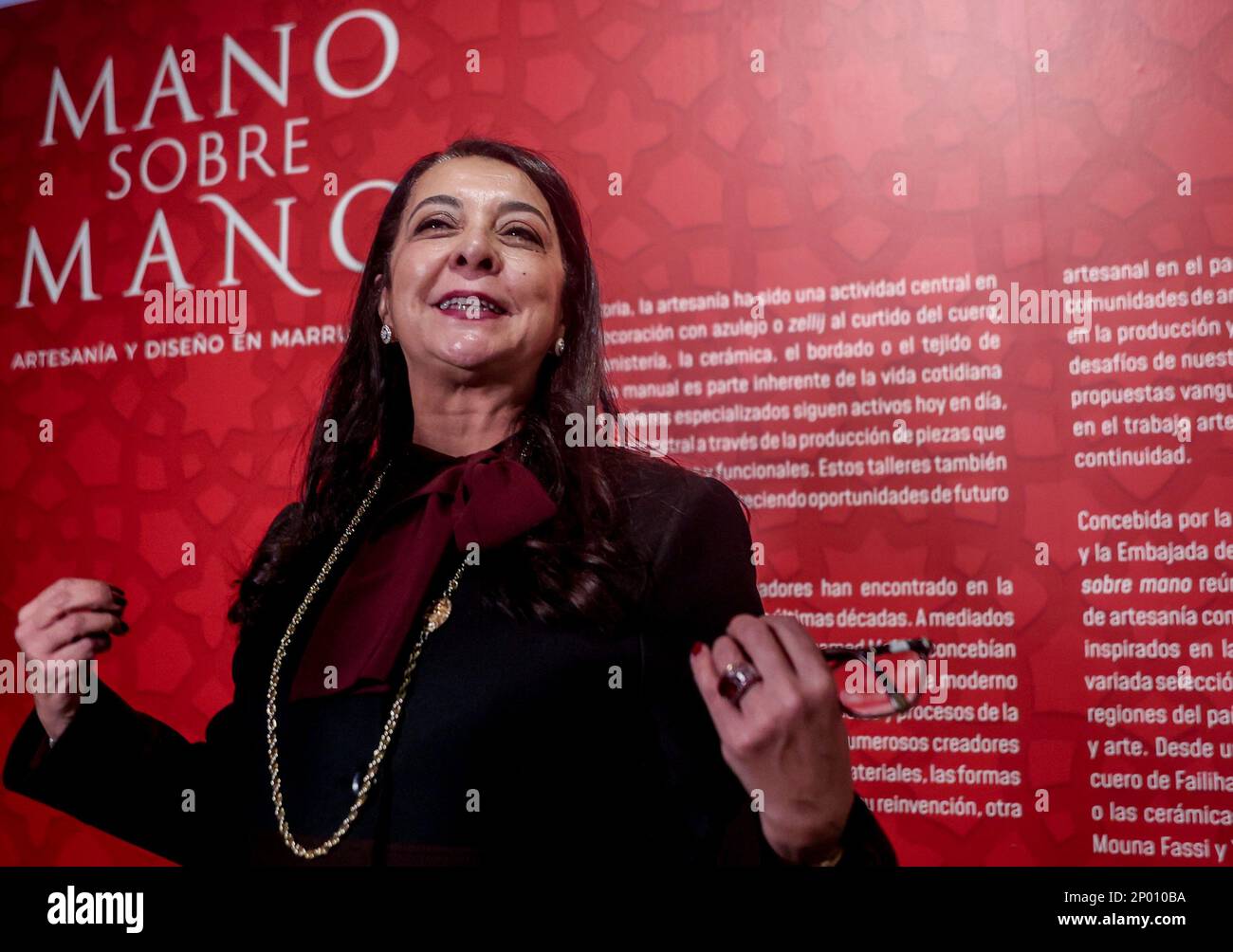Morocco's ambassador, Karima Benyaich, speaks during the inauguration ...