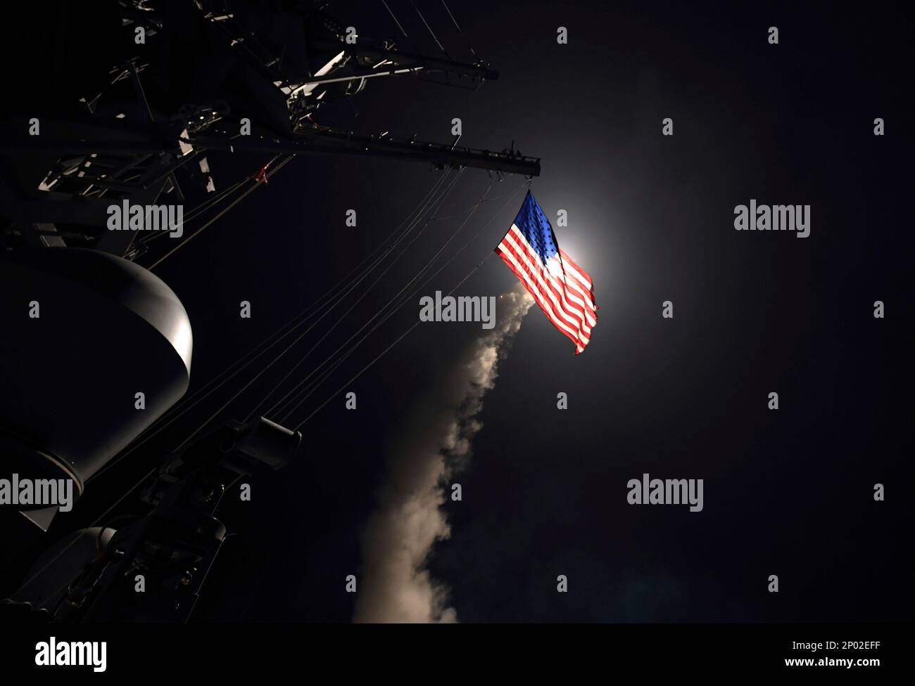 In this image provided by the U.S. Navy, the guided-missile destroyer ...