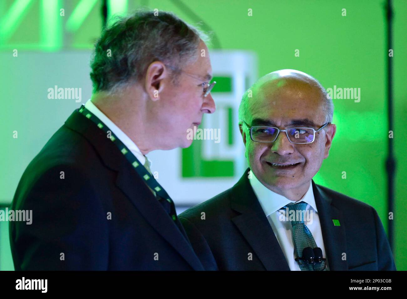 TD Bank Group President and CEO Bharat Masrani, right, and Chairman of ...